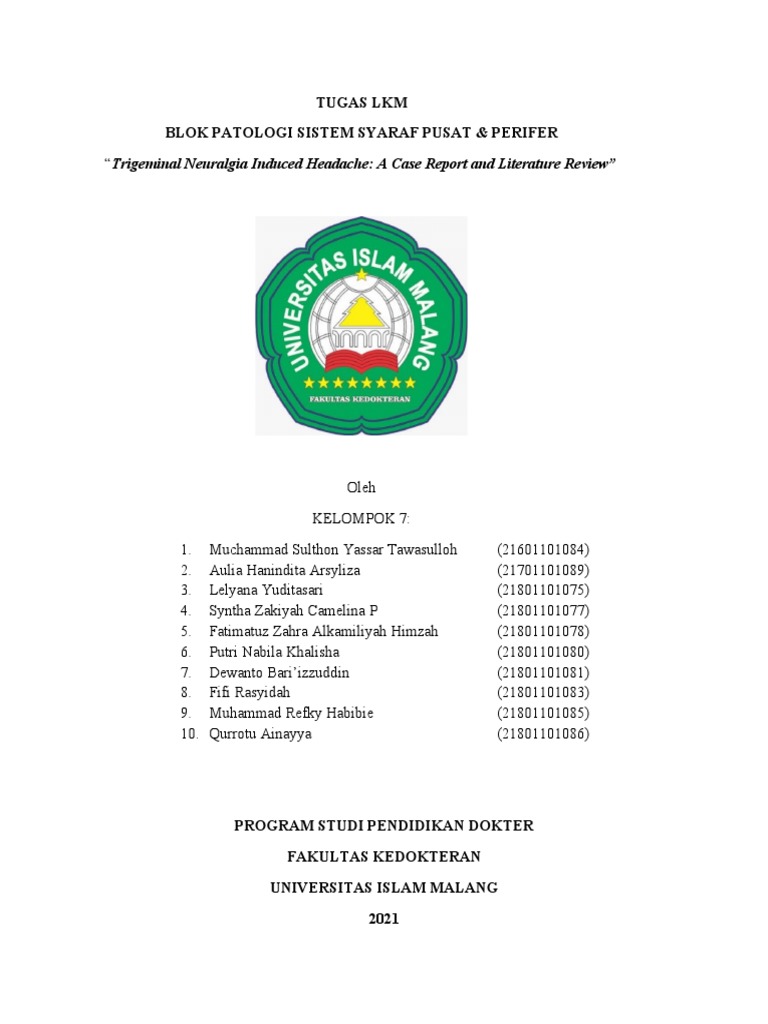 Case Report Trigeminal Neuralgia - LKM Kelompok 7 Blok Patologi Sistem ...