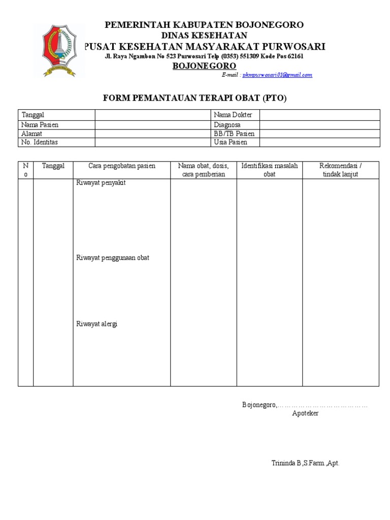 Formulir Pemantauan Terapi Obat | PDF