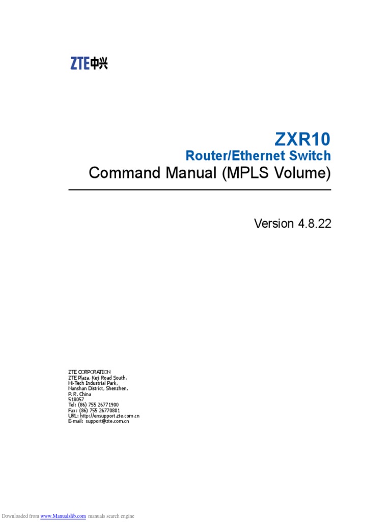 Zte ZXR10 Command Manual (MPLS) | PDF | Multiprotocol Label Switching | Networking