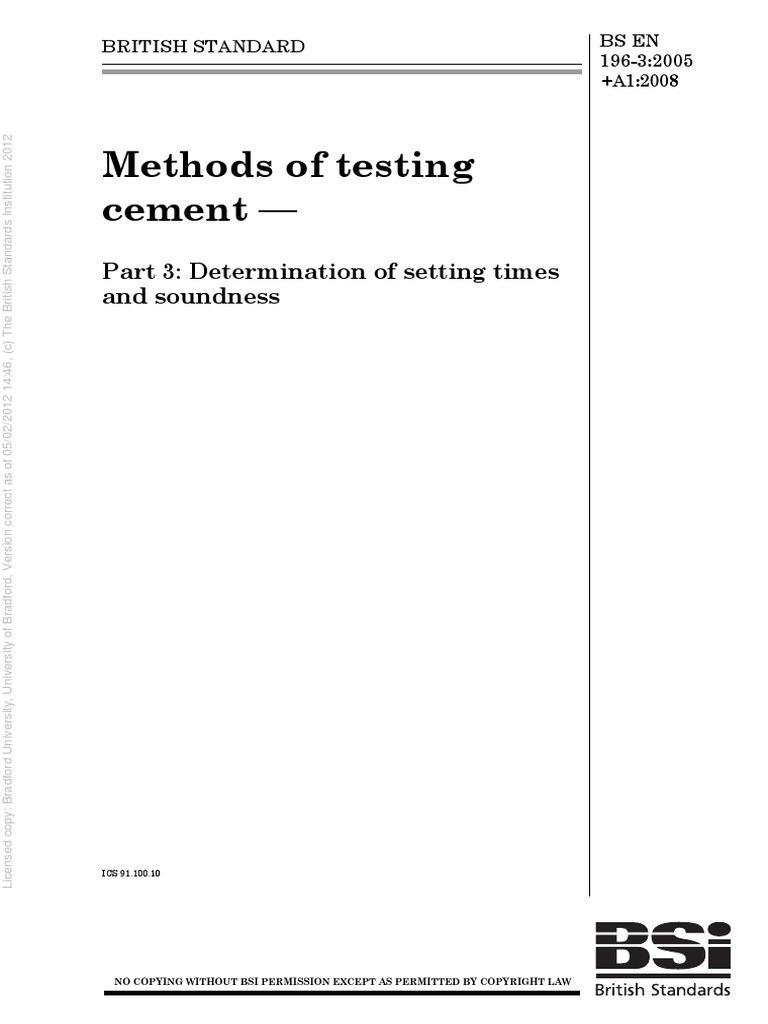 BS en 196-3 2005+a1-2008 | PDF | Cement | Science