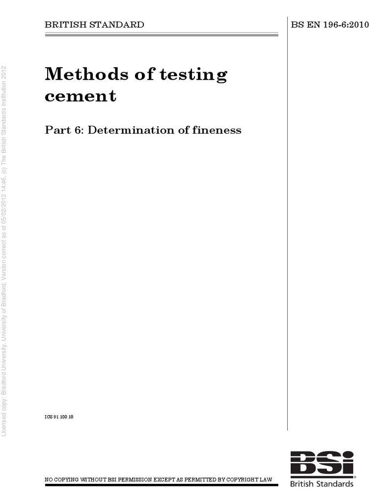 BS en 196-6-2010 | PDF | Materials | Science