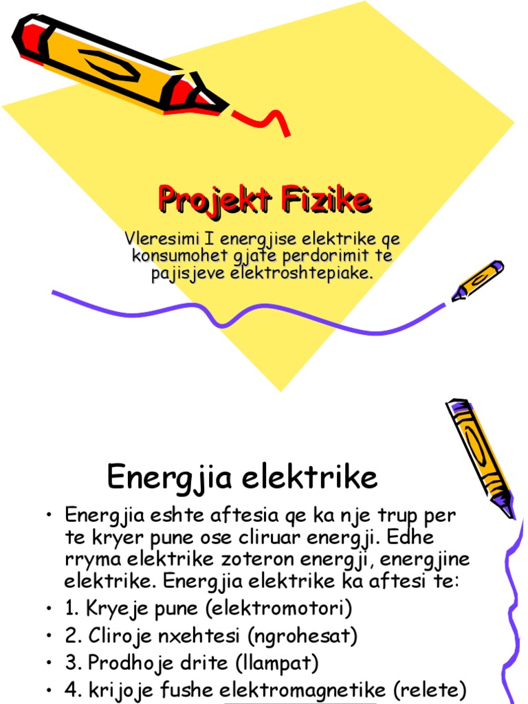 Energjia Elektrike Ne Pajisjet Shtepiake - Projekt Në Fizikë | PDF