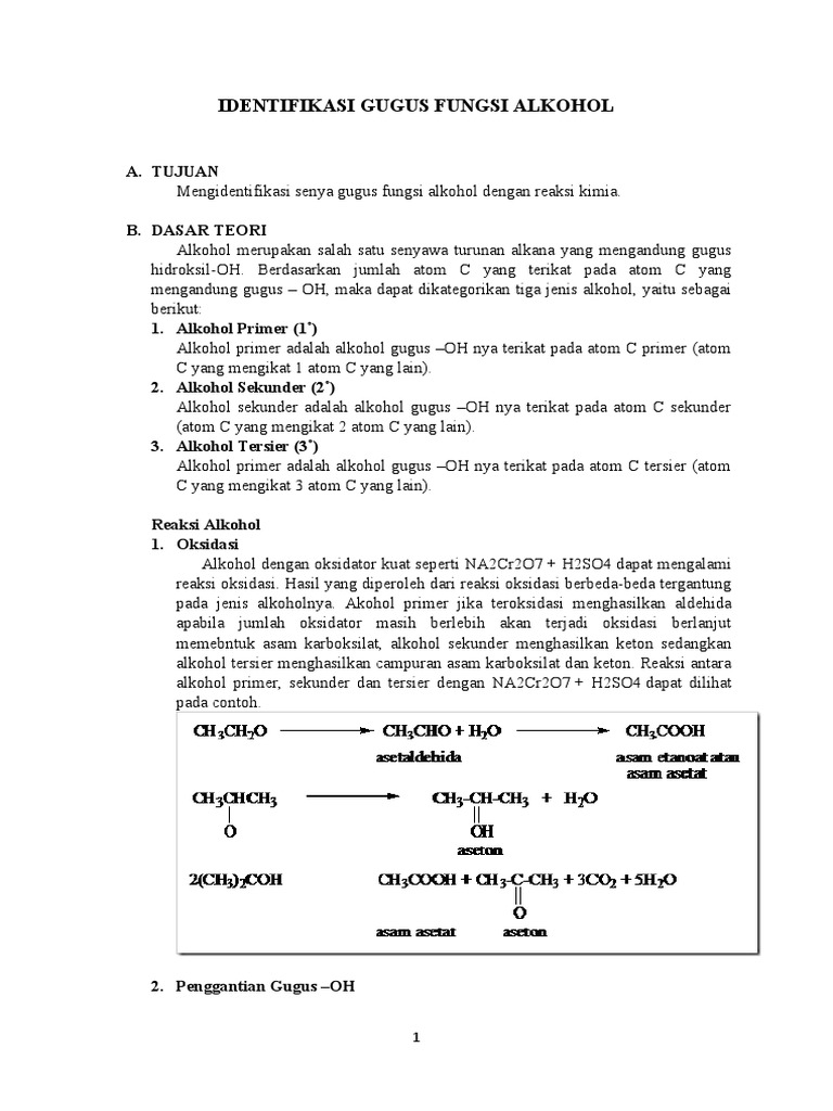 Identifikasi Gugus Fungsi Alkohol | PDF