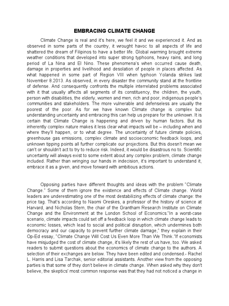 Position Paper | PDF | Climate Change | Sustainability