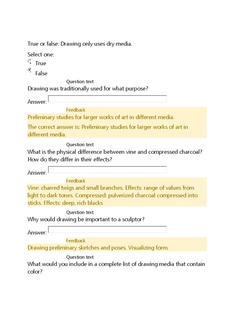 Module 3 Quiz. Answers Key | PDF | Printmaking | Drawing