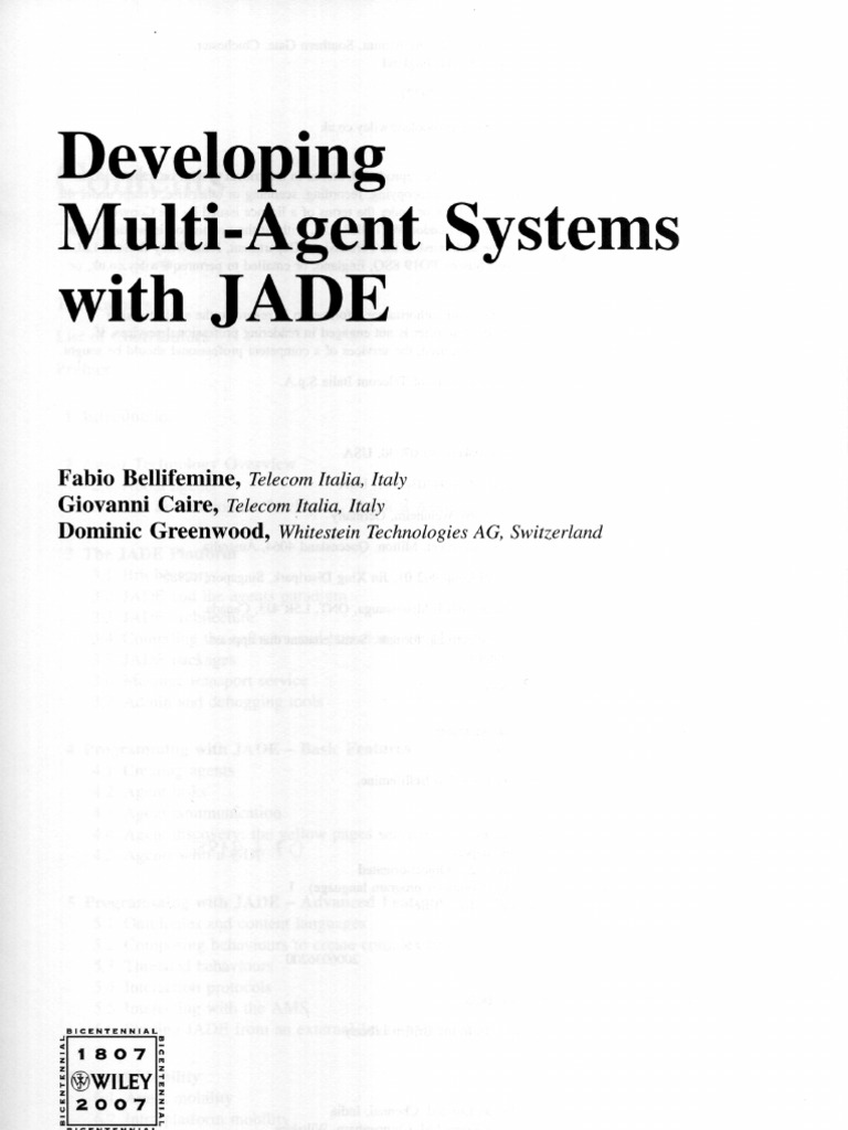 Developing Multi-Agent Systems With JADE: John Wiley & Sons, LTD | PDF | Web Service | Command ...