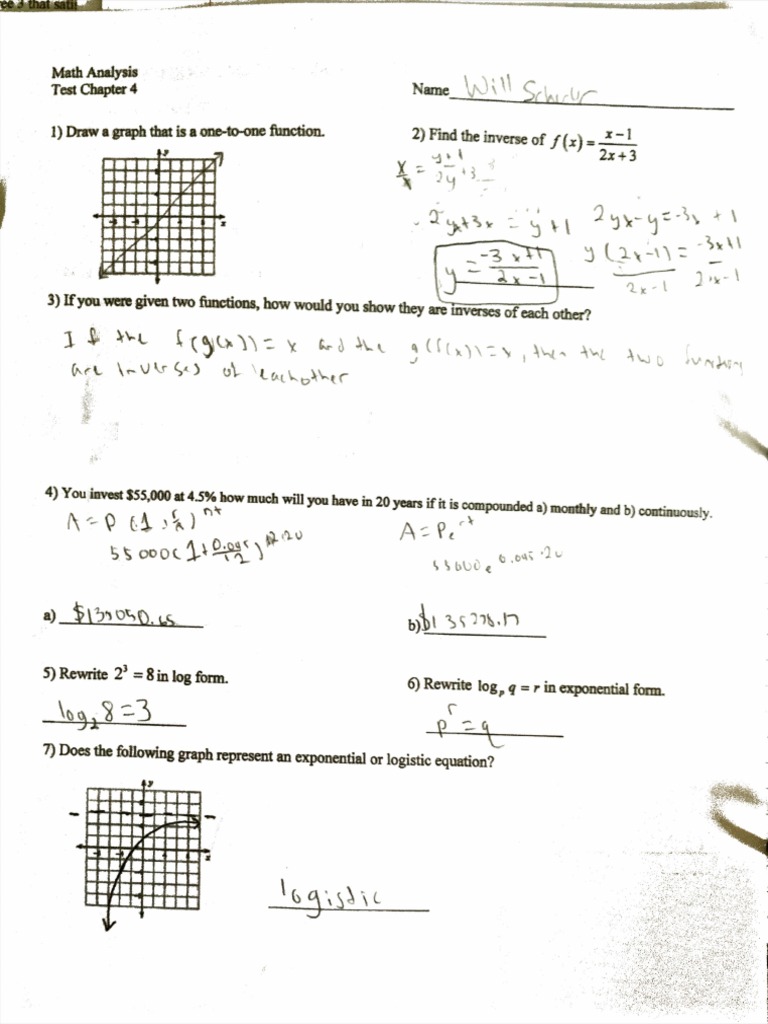 Math Analysis Chapter 4 Test | PDF