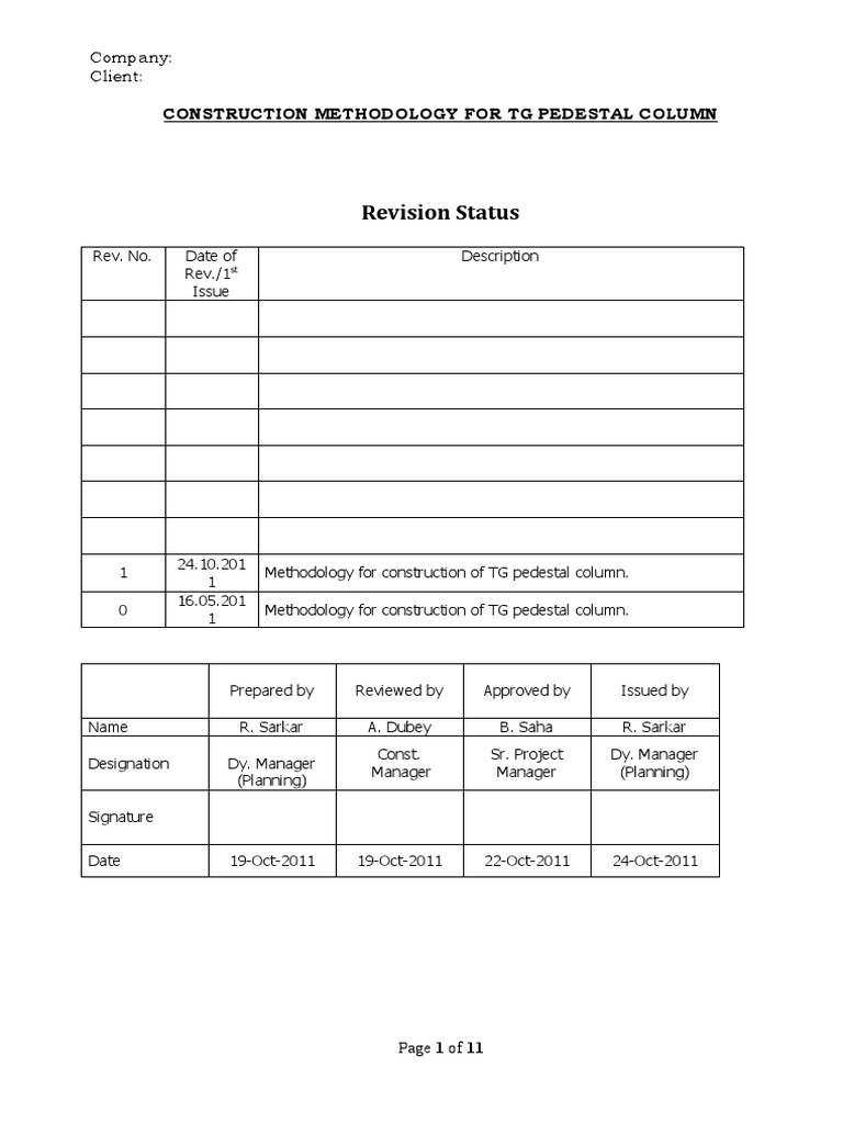 TG Pedestal Column Construction Methodology | PDF | Scaffolding | Concrete