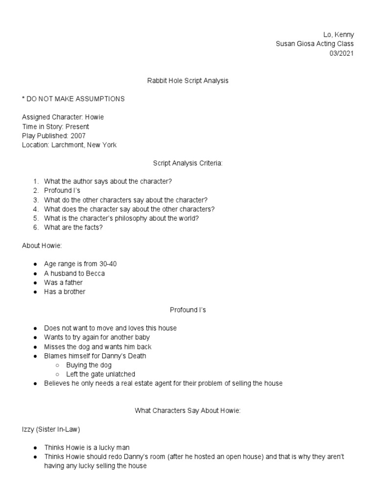 Rabbit Hole Script Analysis | PDF