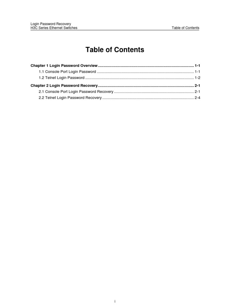 H3C Series Ethernet Switches - Login Password Recovery | PDF | Login ...