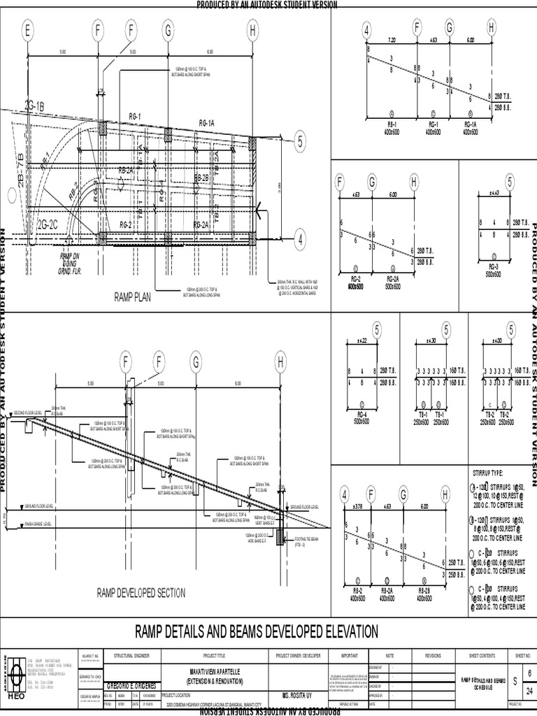 H E F G F: Ramp Details and Beams Developed Elevation | Download Free ...