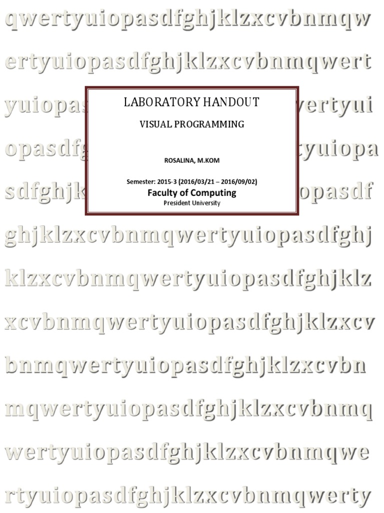 Laboratory Handout Week1 | PDF | Visual Basic .Net | Window (Computing) Laboratory Handout Week1 | PDF | Visual Basic .Net | Window (Computing)