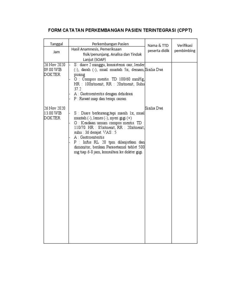 File 3 - Form Catatan Perkembangan Pasien Terintegrasi | PDF