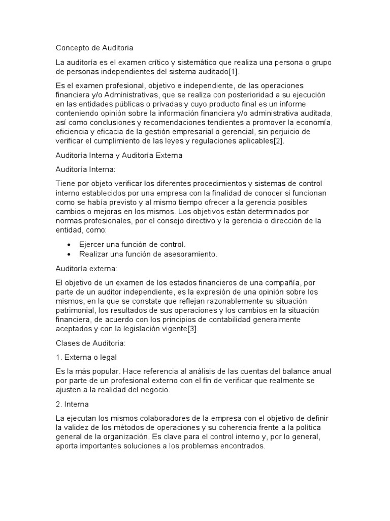 Concepto de Auditoria | PDF | Auditoría | Contabilidad