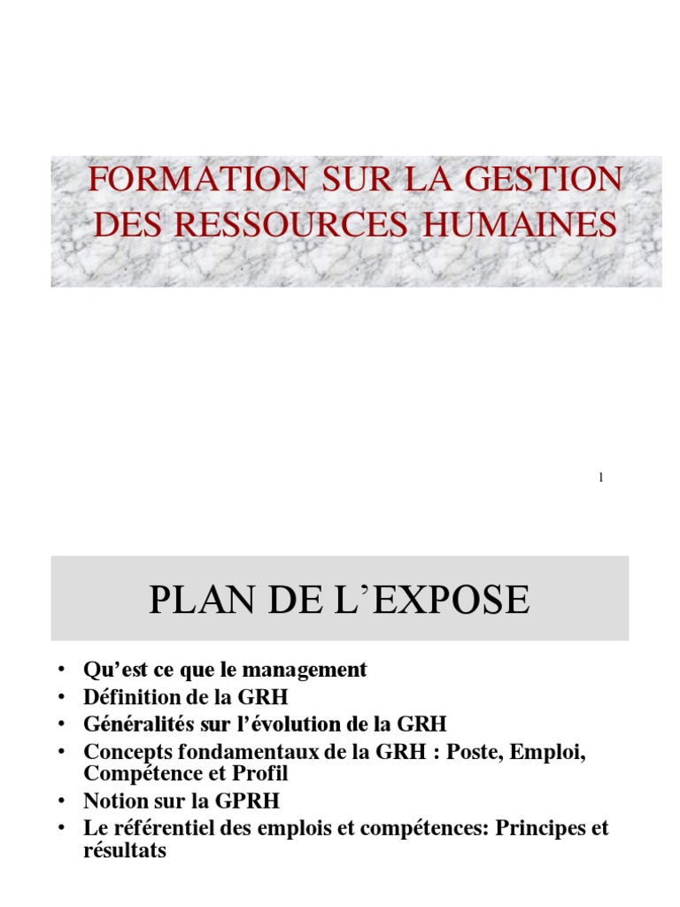 Définition et enjeux de la GPRH | PDF | Gestion des ressources humaines ...