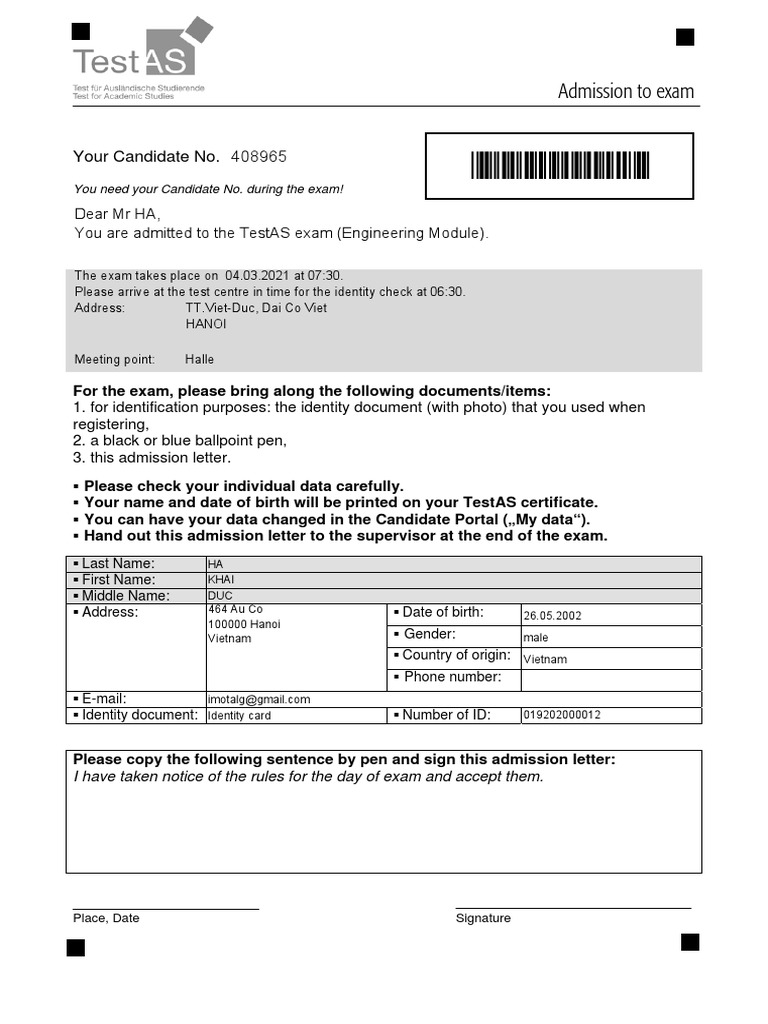 Testas Zulassung | PDF | Identity Document | Test (Assessment)