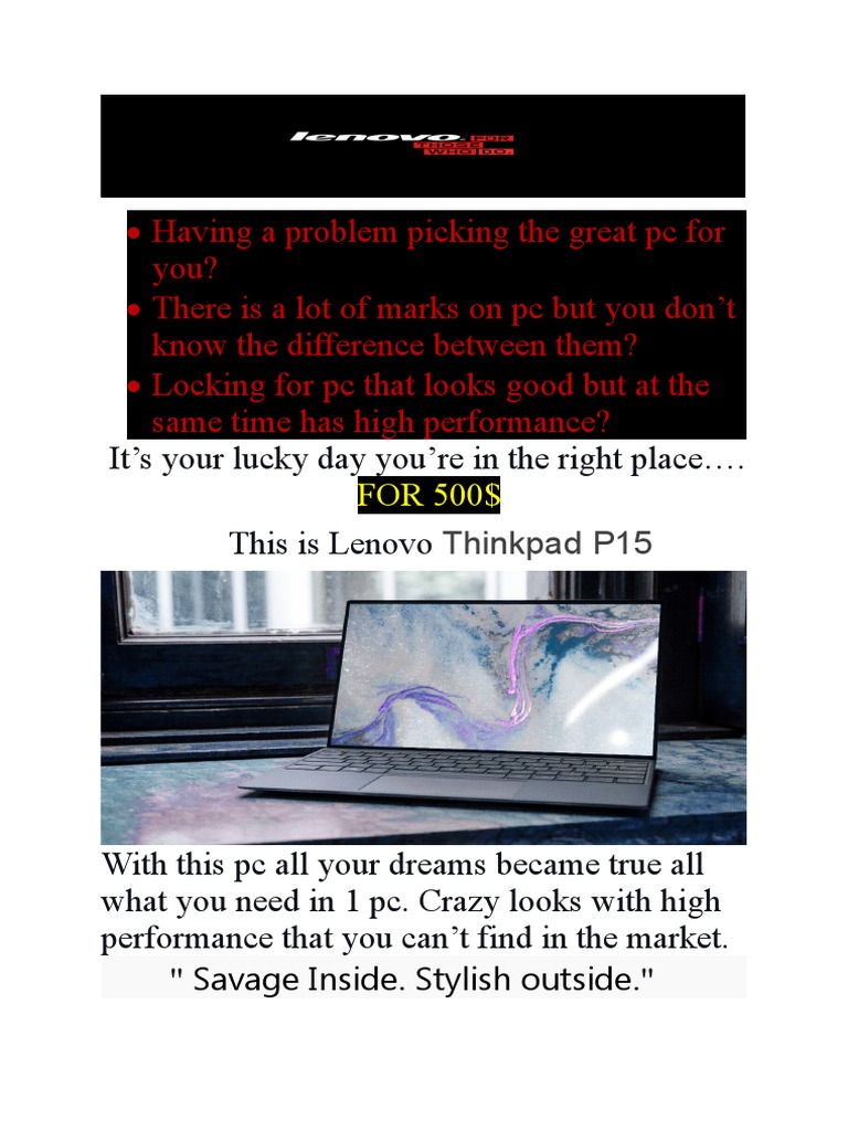 It's Your Lucky Day You're in The Right Place . This Is Lenovo | PDF ...