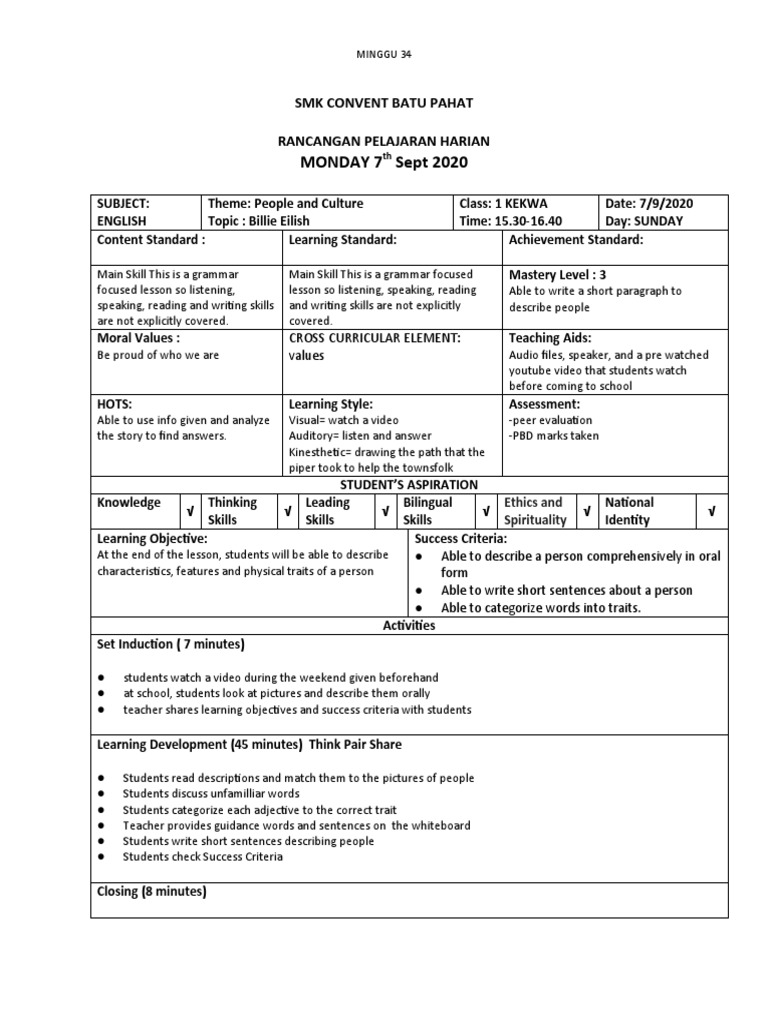 TS25 Lesson Plan | PDF | Educational Assessment | Teachers