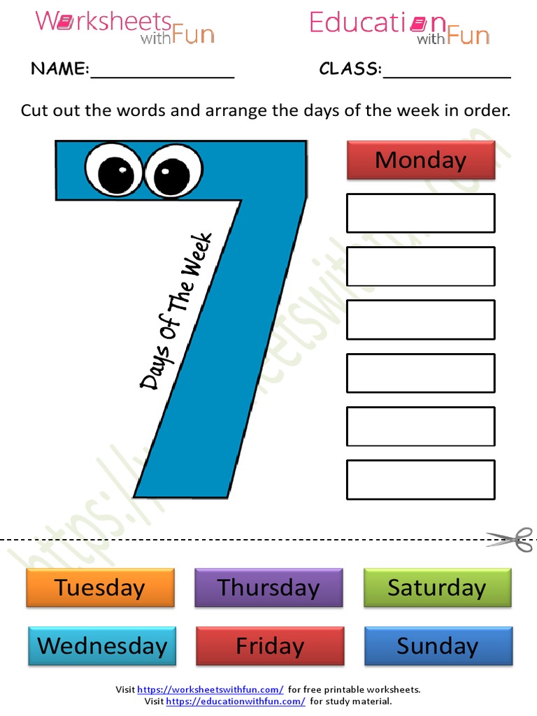 Days Of The Week Worksheets