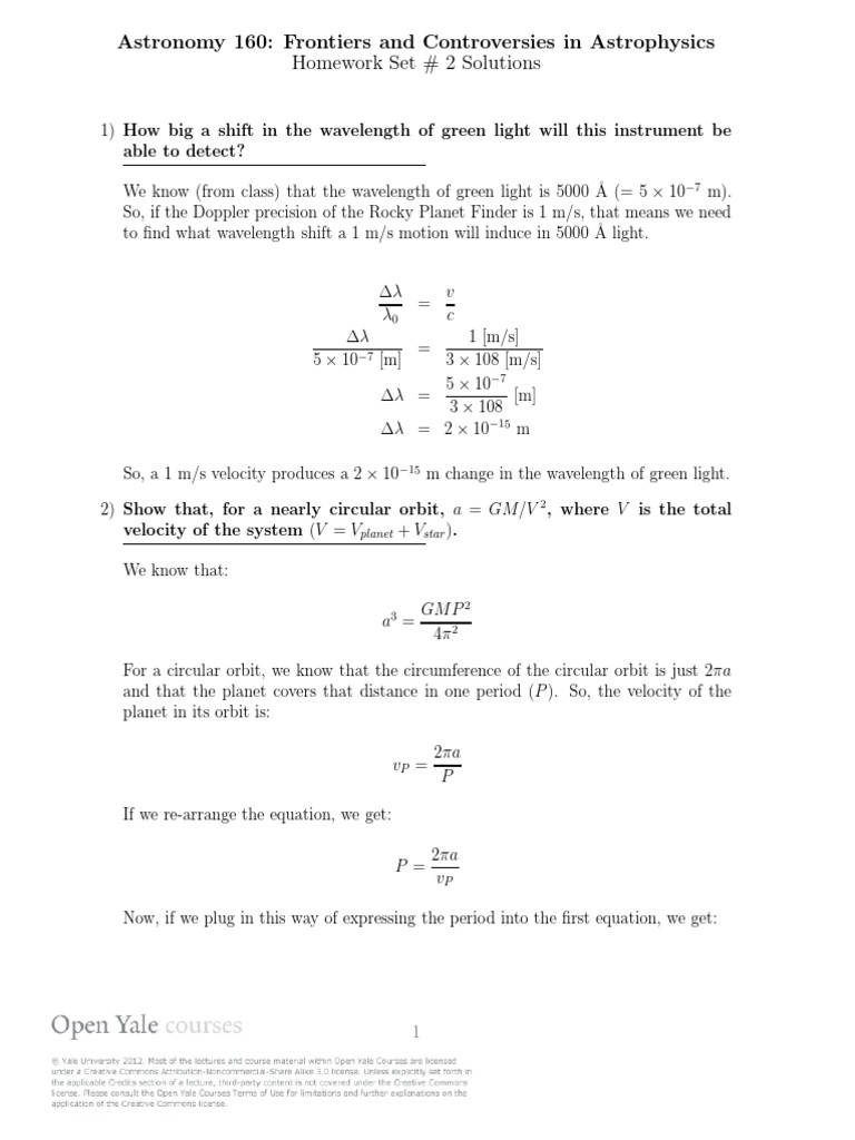 Astronomy 160: Frontiers and Controversies in Astrophysics Homework Set ...