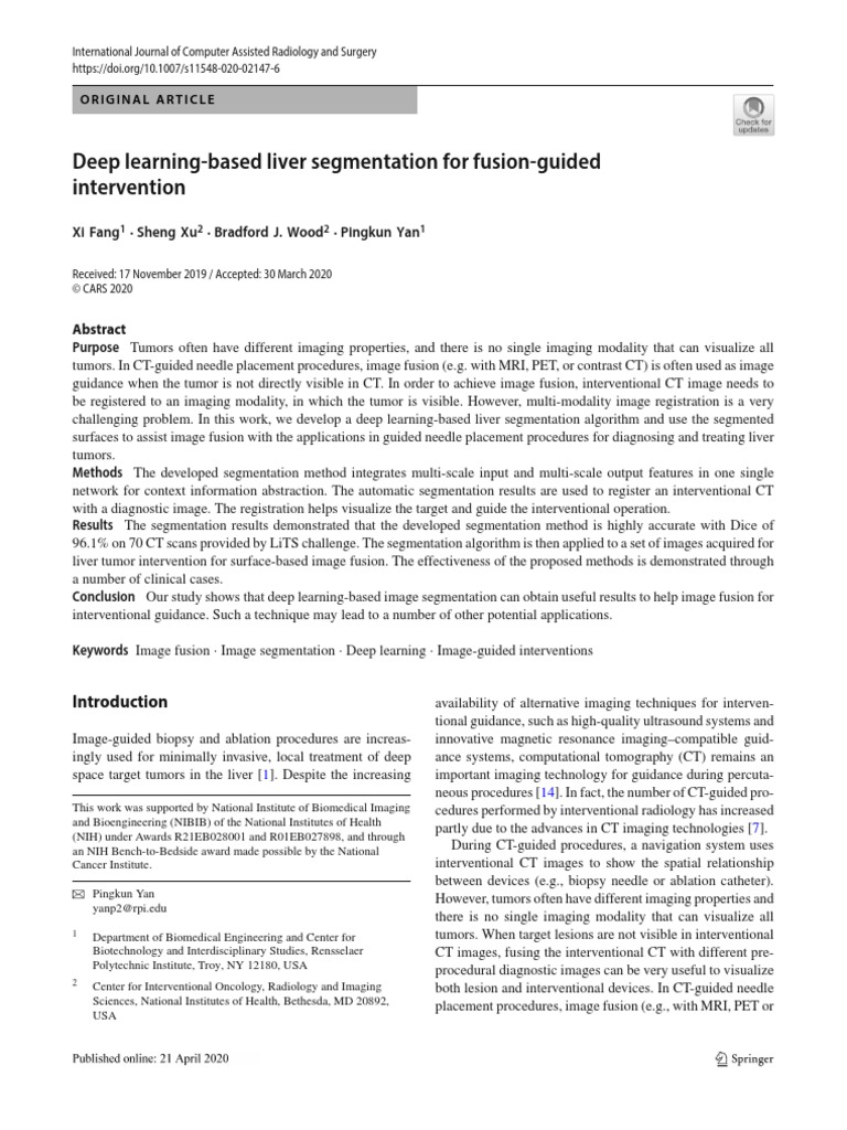 Deep Learning-Based Liver Segmentation For Fusion-Guided Intervention ...