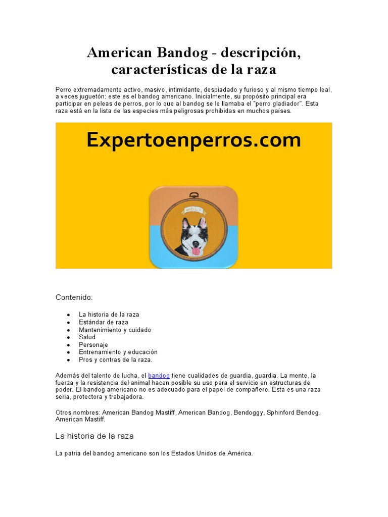 American Bandog - Descripción, Características de La Raza | PDF | Tipos ...