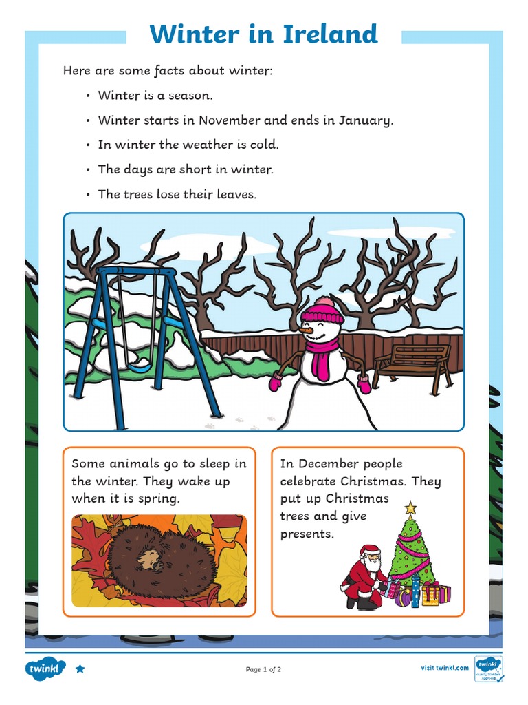 Winter in Ireland 1st and 2nd Class Differentiated Reading | PDF ...