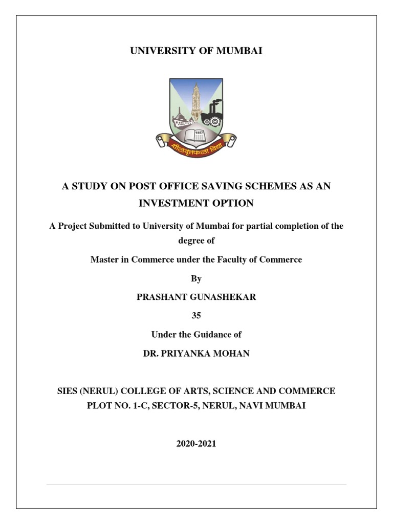 Roll No 35 Study On Post Office Saving Schemes | PDF | United States ...
