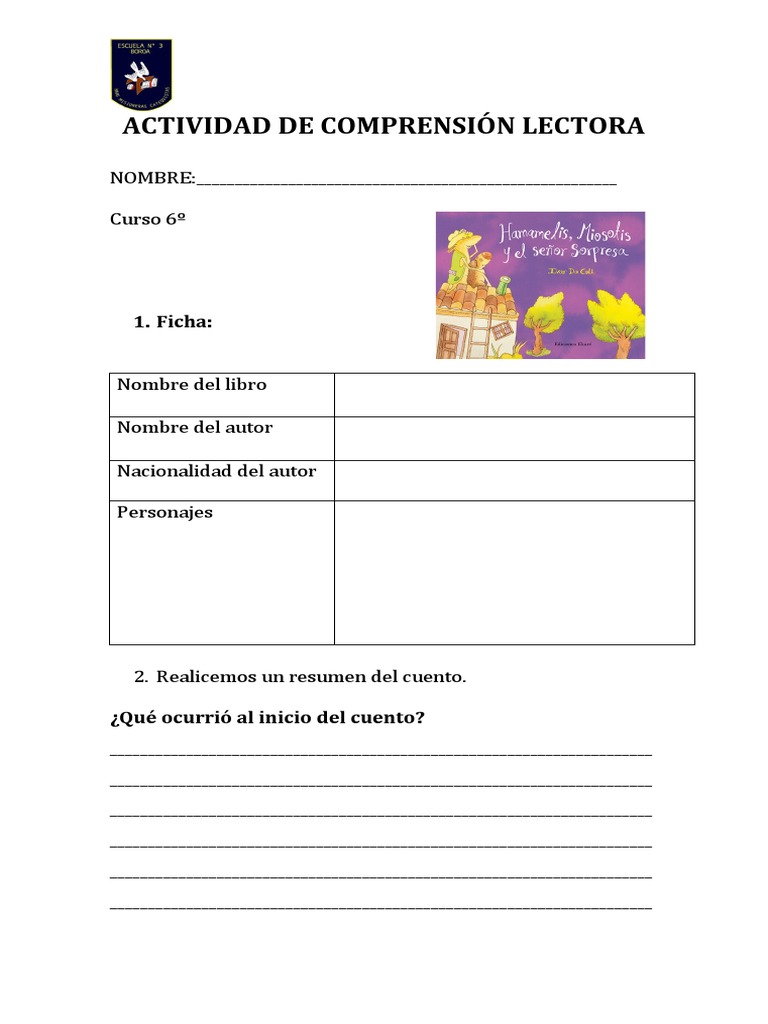 Actividad De Comprensión Lectora Pdf