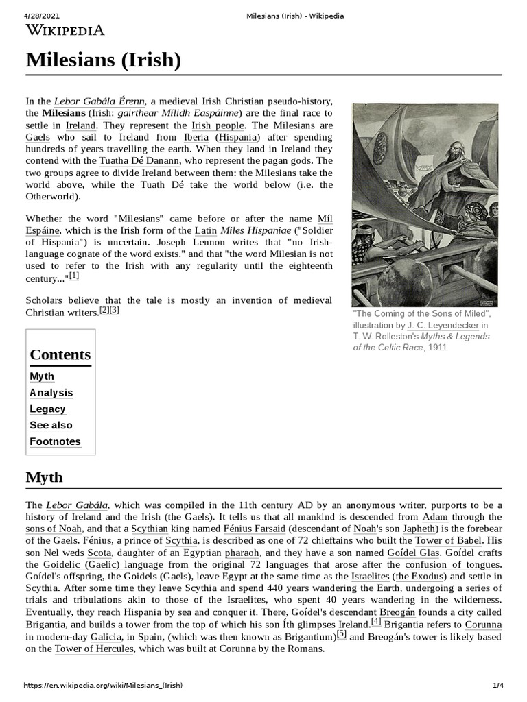 Milesians (Irish) - Wikipedia | PDF | Early Irish Literature | Irish ...