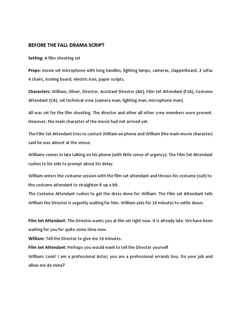 Before the Fall: A Drama Script | PDF