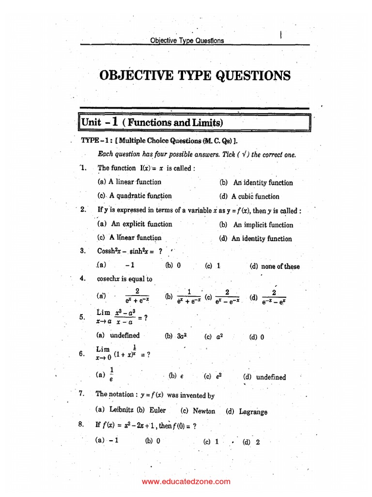 NUST (NET) Mathematics Part-2 Mcqs | PDF