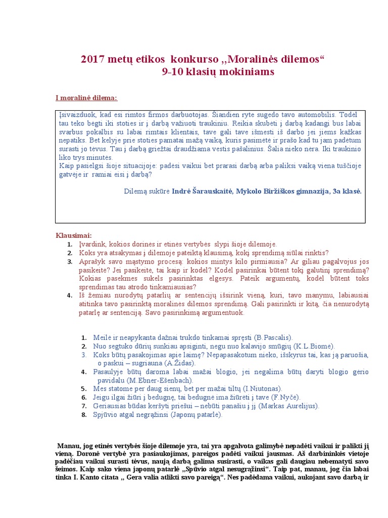 Moralines Dilemos (Mokslobaze - LT) 2 | PDF