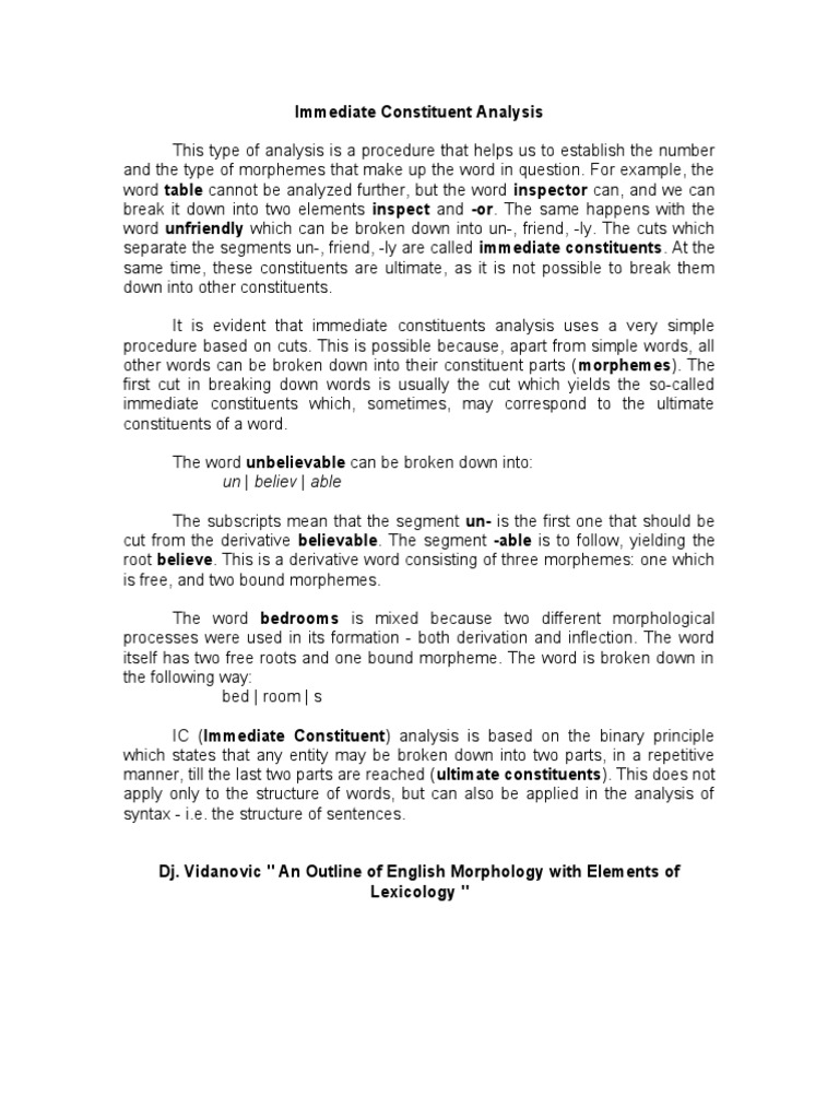 Immediate Constituent Analysis II | Download Free PDF | Morphology ...