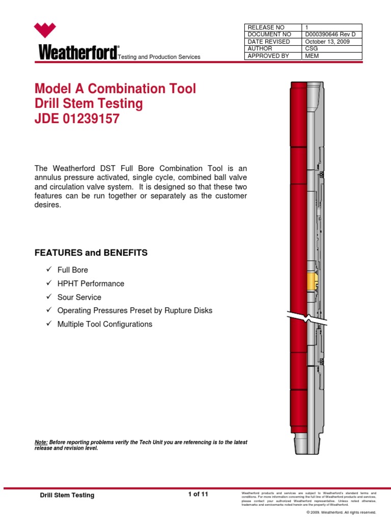 Combination Tool WFT | PDF | Piston | Valve