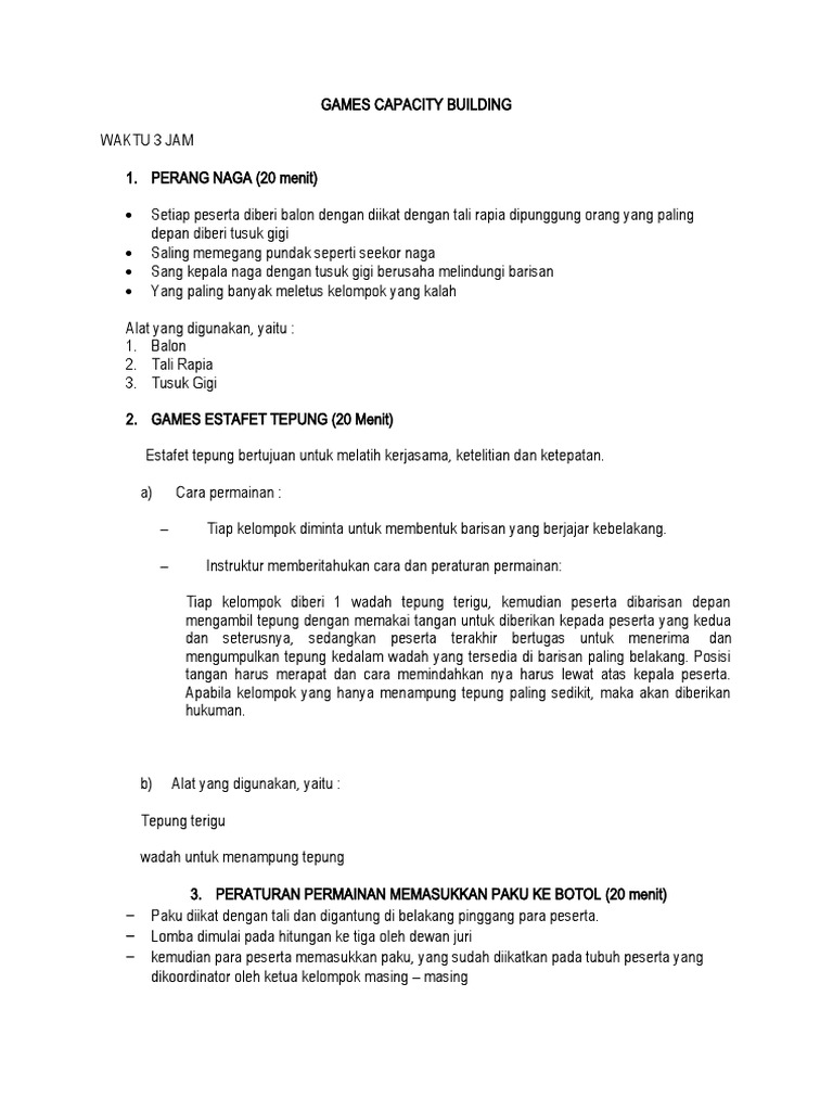 Games Capacity Building | PDF