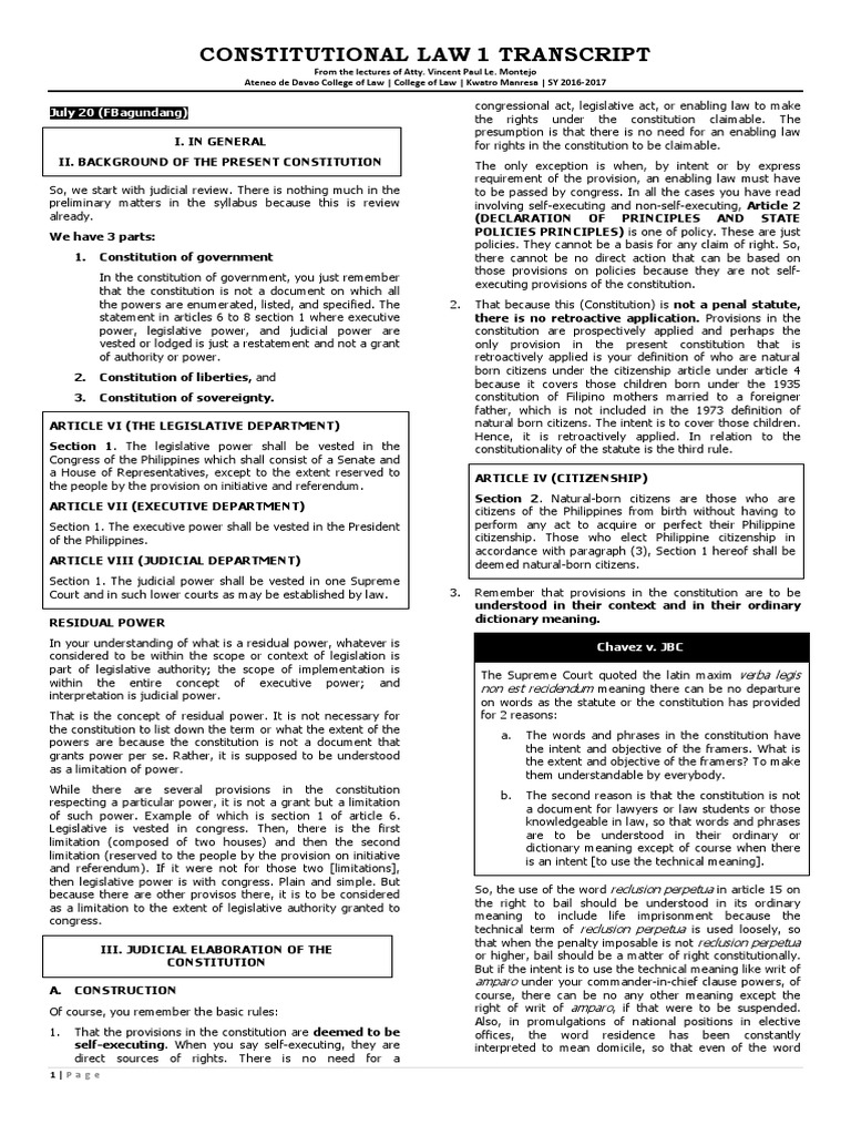 Consti 1 TSN Rev Complete Long For Printing | PDF | Standing (Law) | Judiciaries
