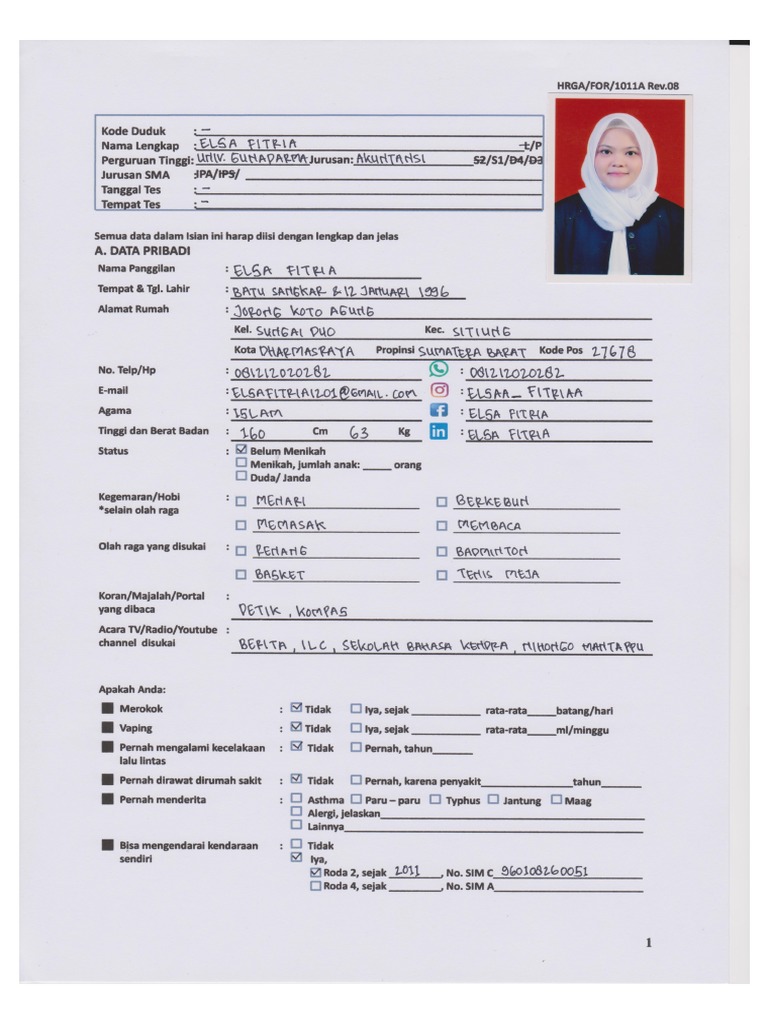 Daftar Isian 1 | PDF