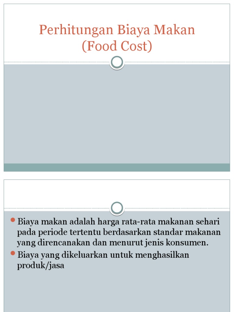 Perhitungan Biaya Makan (Food Cost) 1 | PDF | Memasak, Makanan, & Anggur