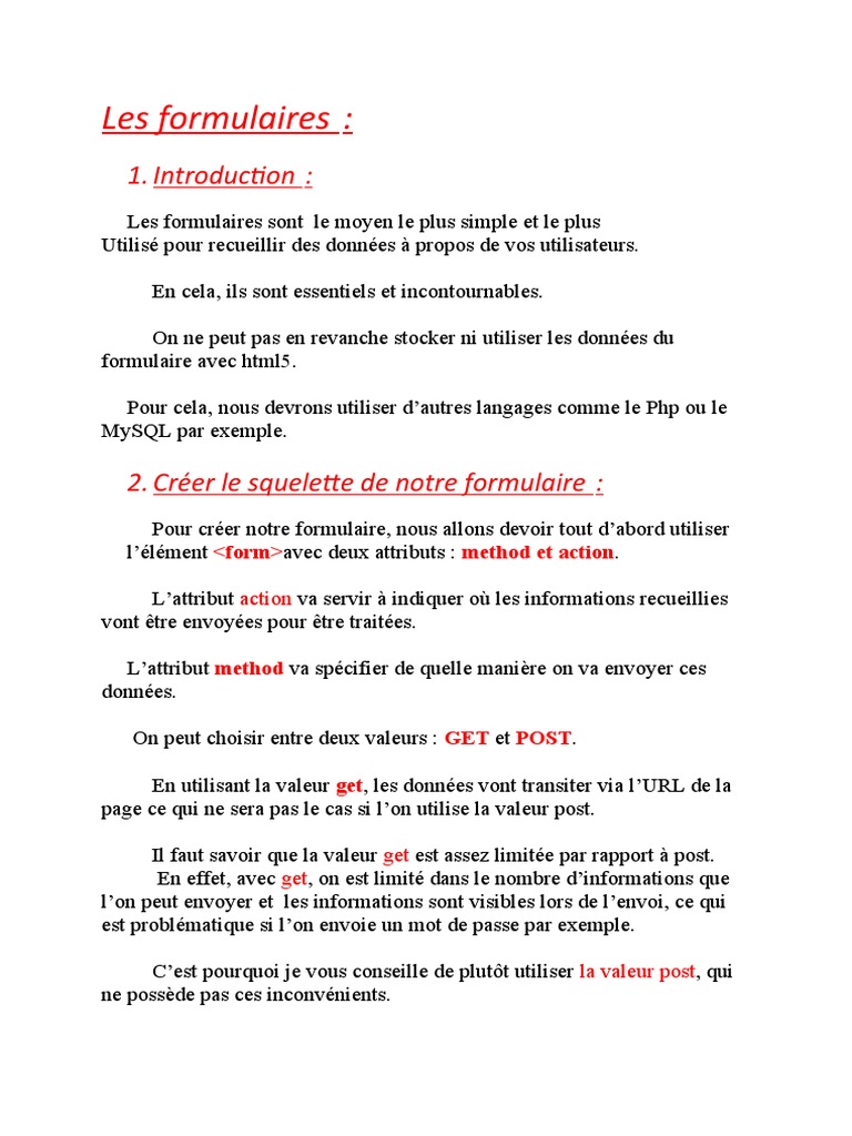 Création de formulaires HTML5 simples | PDF | Sites web | l'Internet