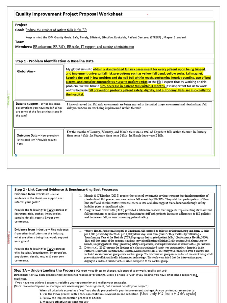 Quality Improvement Worksheet All Steps 1 | PDF | Risk | Patient Safety