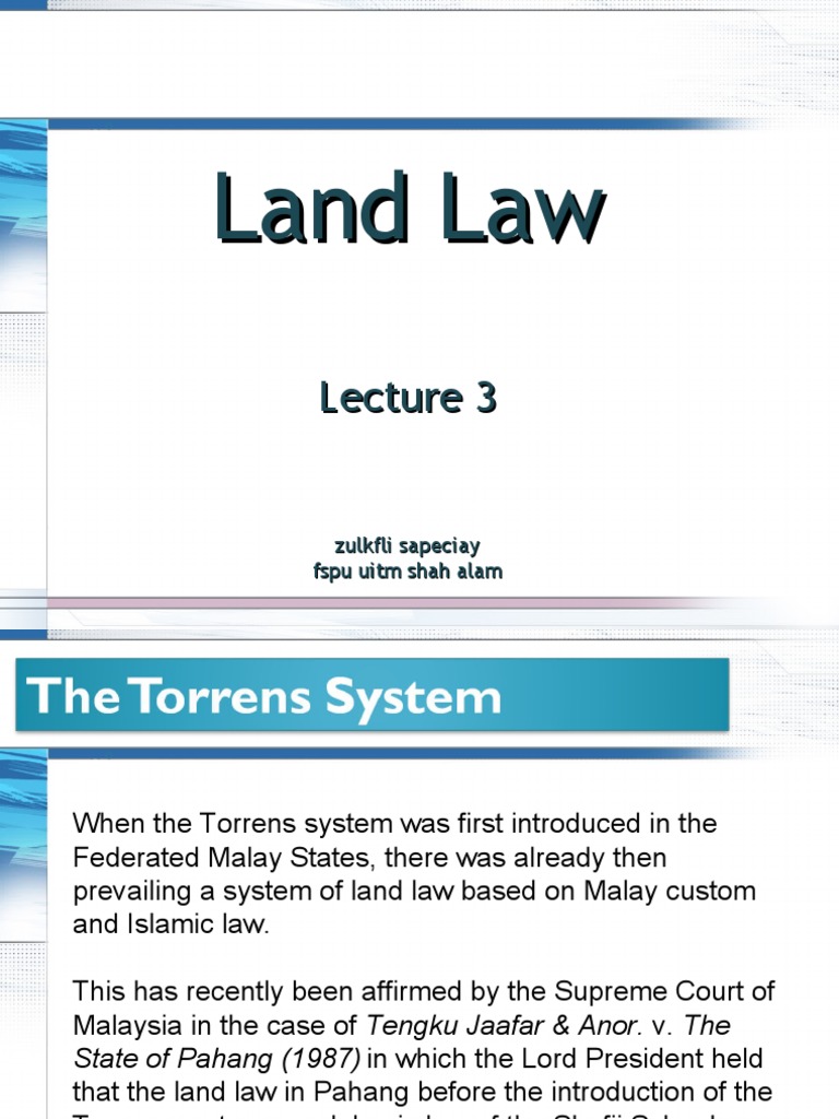 (01-) Torrens System & NLC | PDF | Civil Law (Common Law) | Natural ...