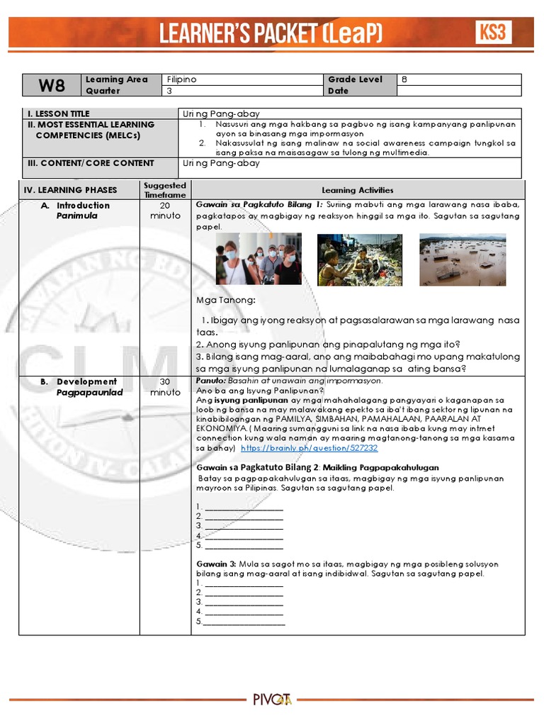 LeaP Filipino G8 Week 8 Q3 | PDF