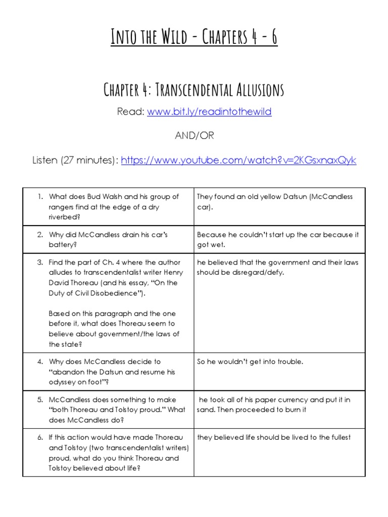 Abigail Strawn - Ch. 4-6 (Into The Wild) | PDF | Henry David Thoreau ...