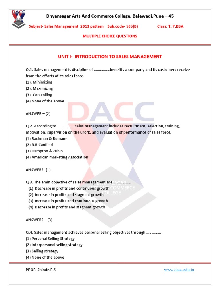 BBA 505B Sales-MAnagement | PDF | Sales | Forecasting