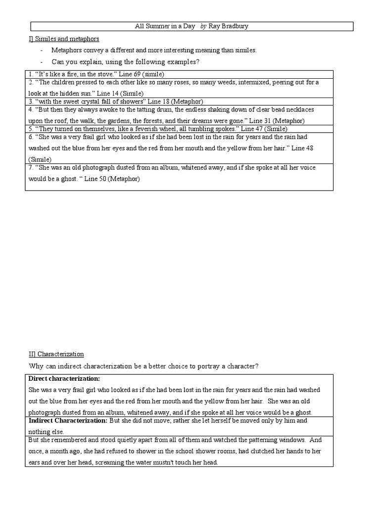 CTRL - All Summer in A Day, Ray Bradbury | PDF | Dystopia