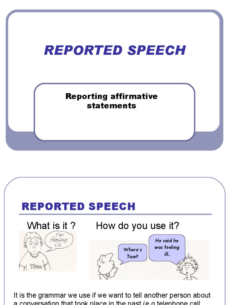 Reported Speech: Reporting Affirmative Statements | PDF | Languages ...