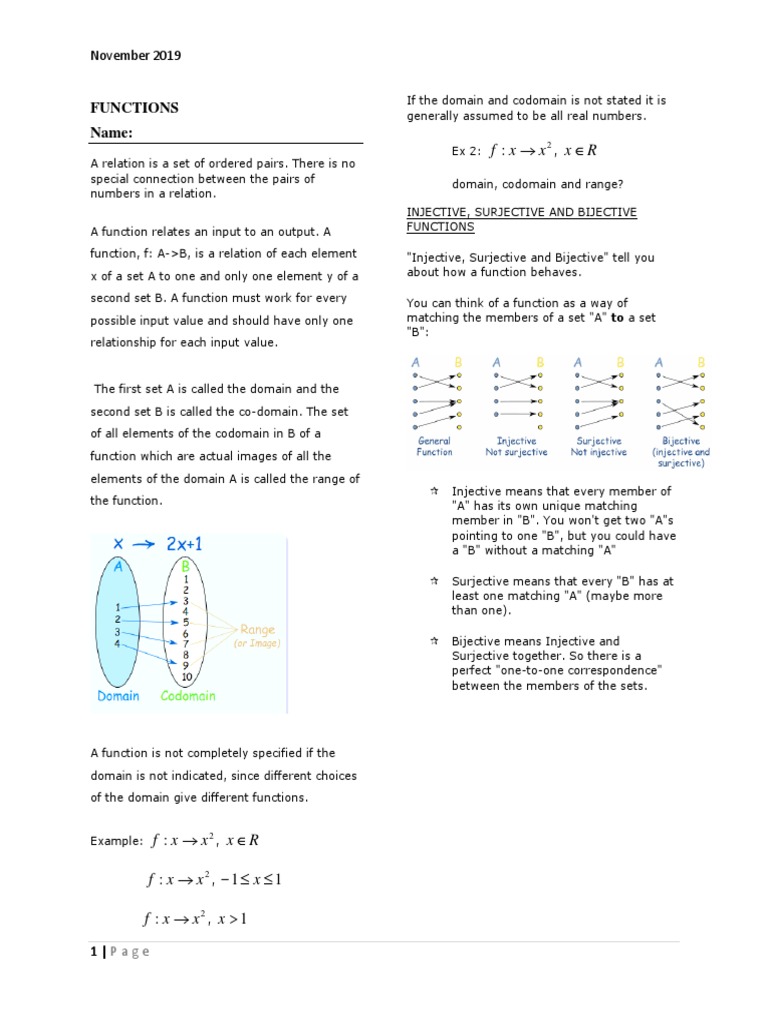 Functions Note and Exercise and Worksheet | PDF | Function (Mathematics) | Functions And Mappings