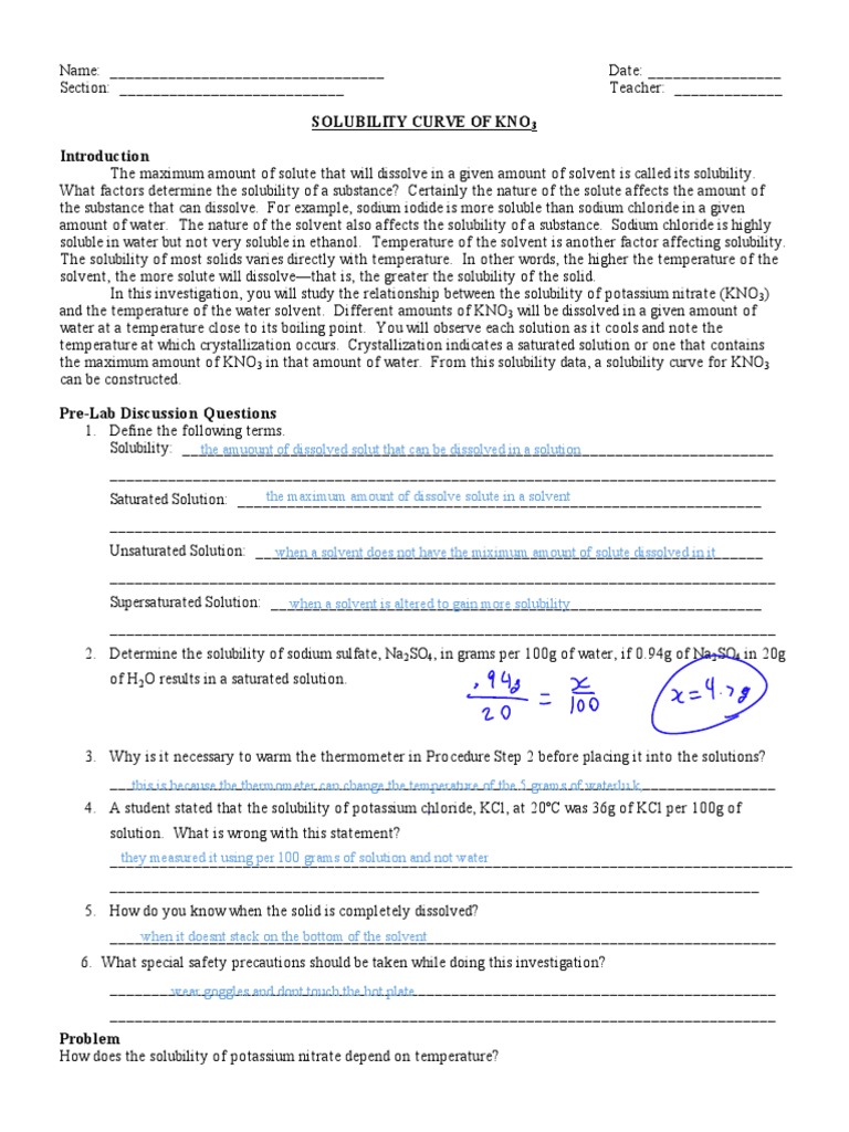 KNO3 Solubility Curve Investigation | PDF | Solubility | Solution