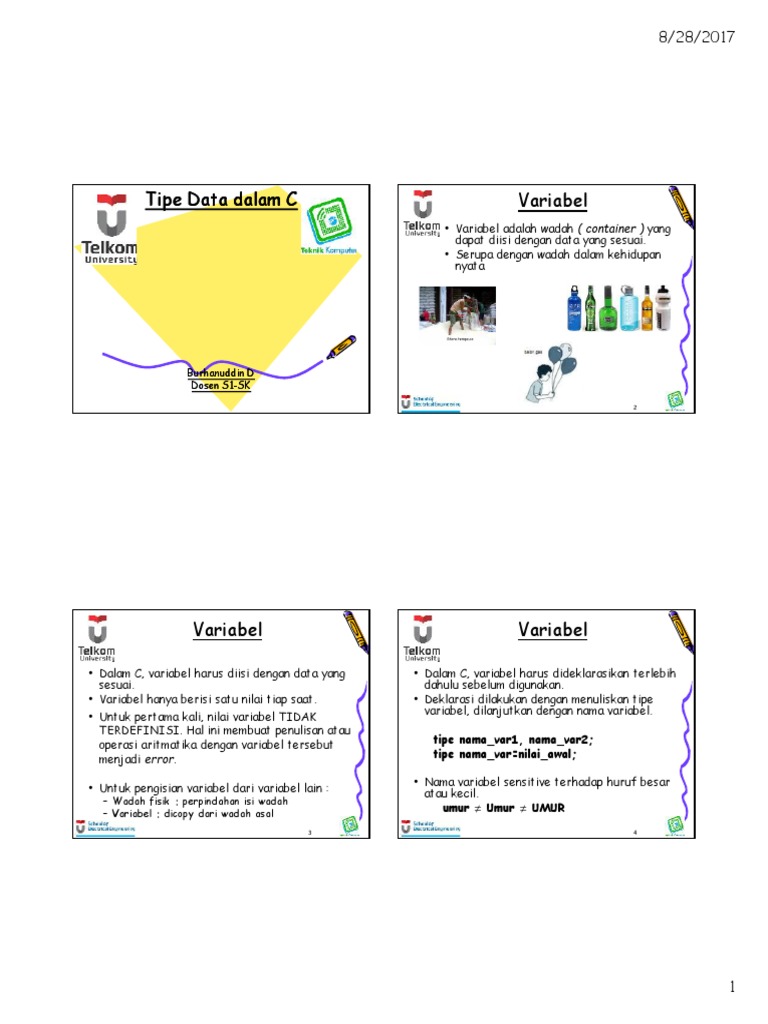 HandOut Variabel Dan Tipe Data | PDF